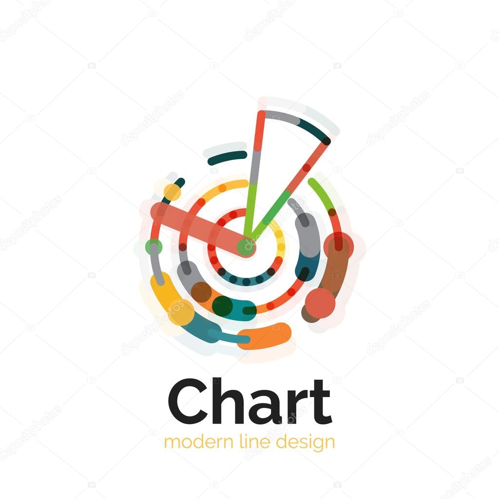 Thin line chart logo design. Graph icon modern colorful flat style ...