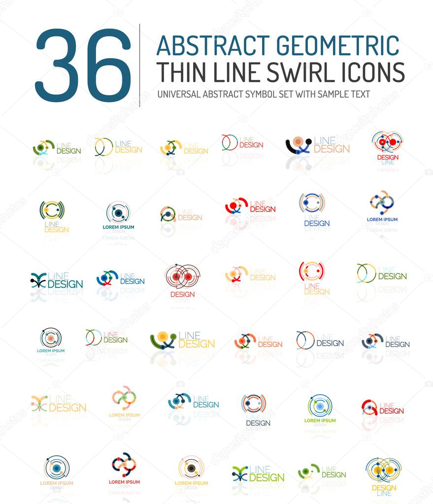 Colección de logotipos abstractos lineales - remolinos y círculos ...