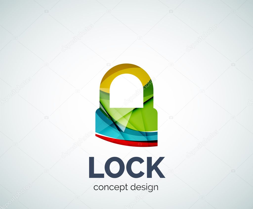 Lock logo business branding icon, created with color overlapping ...