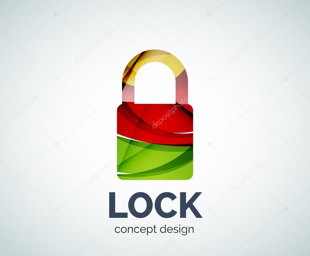 Lock logo business branding icon, created with color overlapping ...