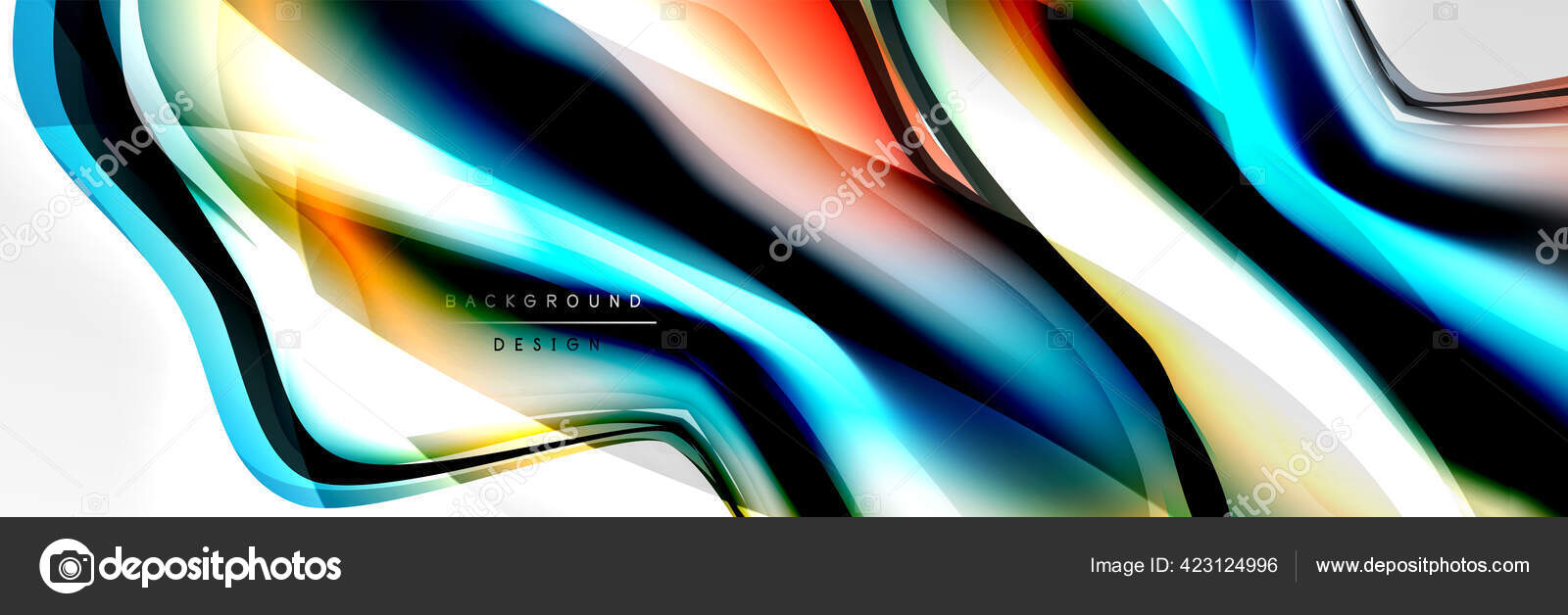 Vector abstract background, flowing liquid style bubble with metallic ...