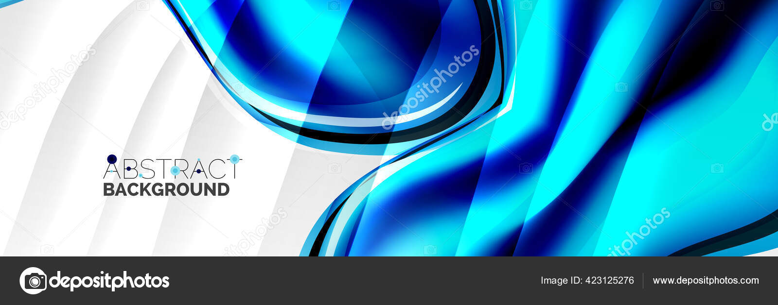 Vector abstract background, flowing liquid style bubble with metallic ...