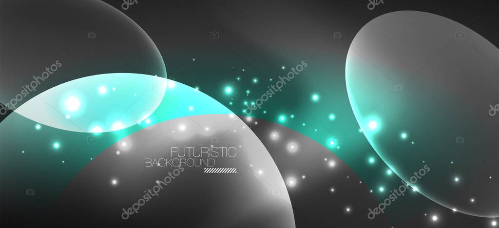 Neón elipses fondos abstractos. Brillantes formas redondas brillantes ...