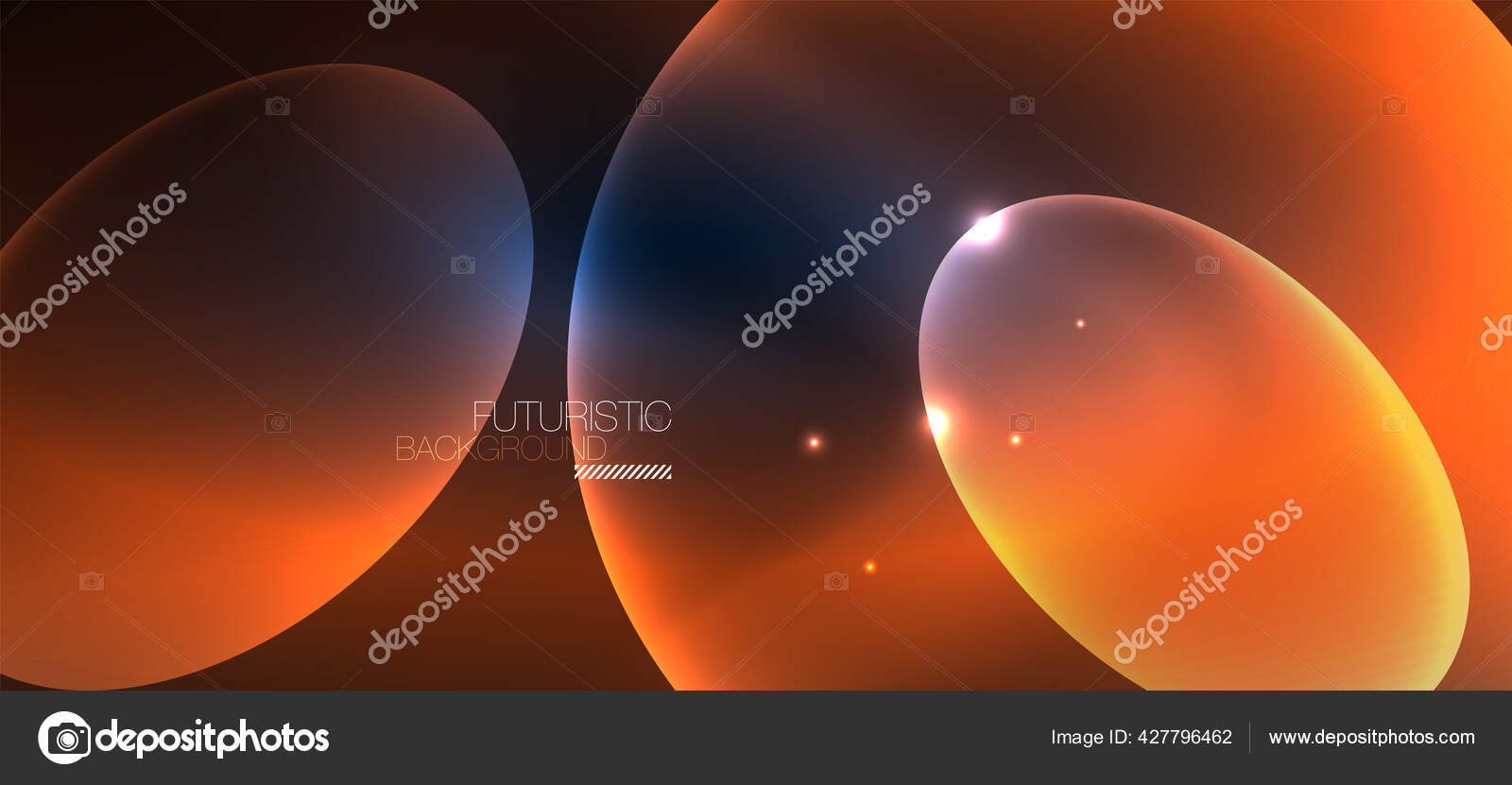 Neon ellipses abstract backgrounds. Shiny bright round shapes glowing ...