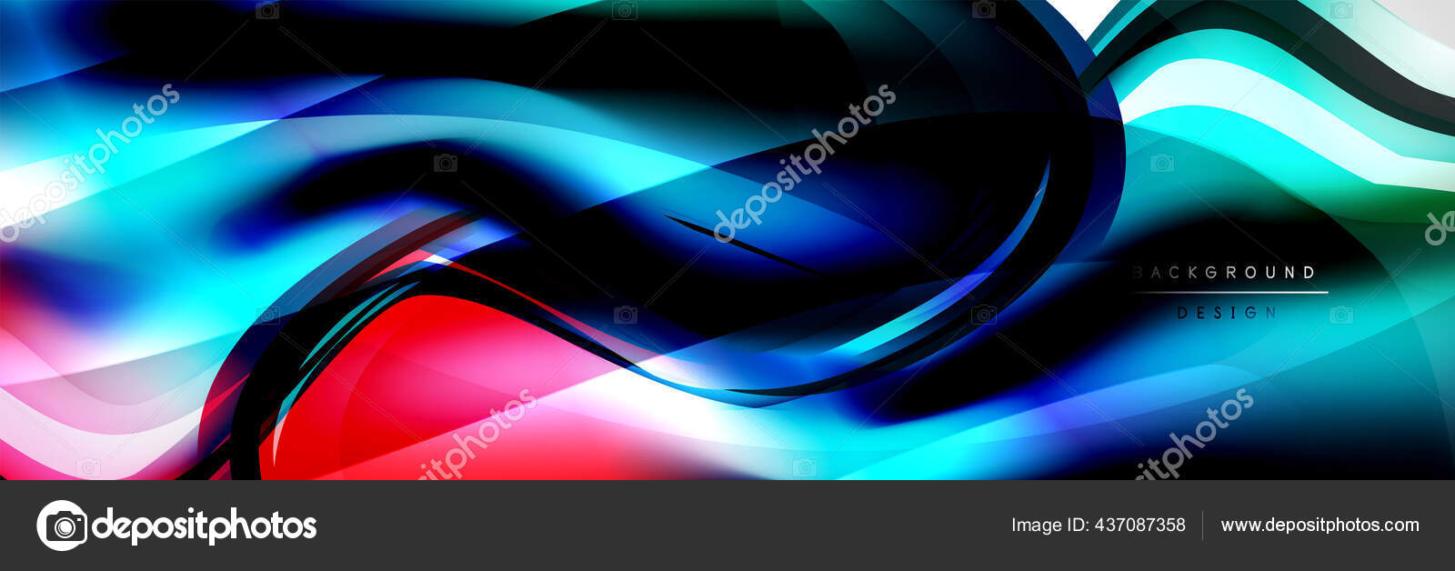 Vector abstract background, flowing liquid style bubble with metallic ...