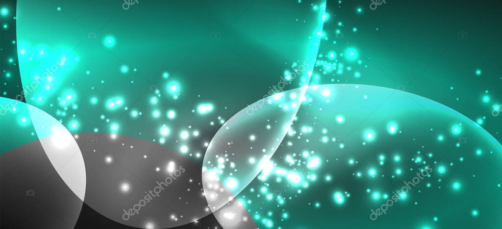 Neón elipses fondos abstractos. Brillantes formas redondas brillantes ...