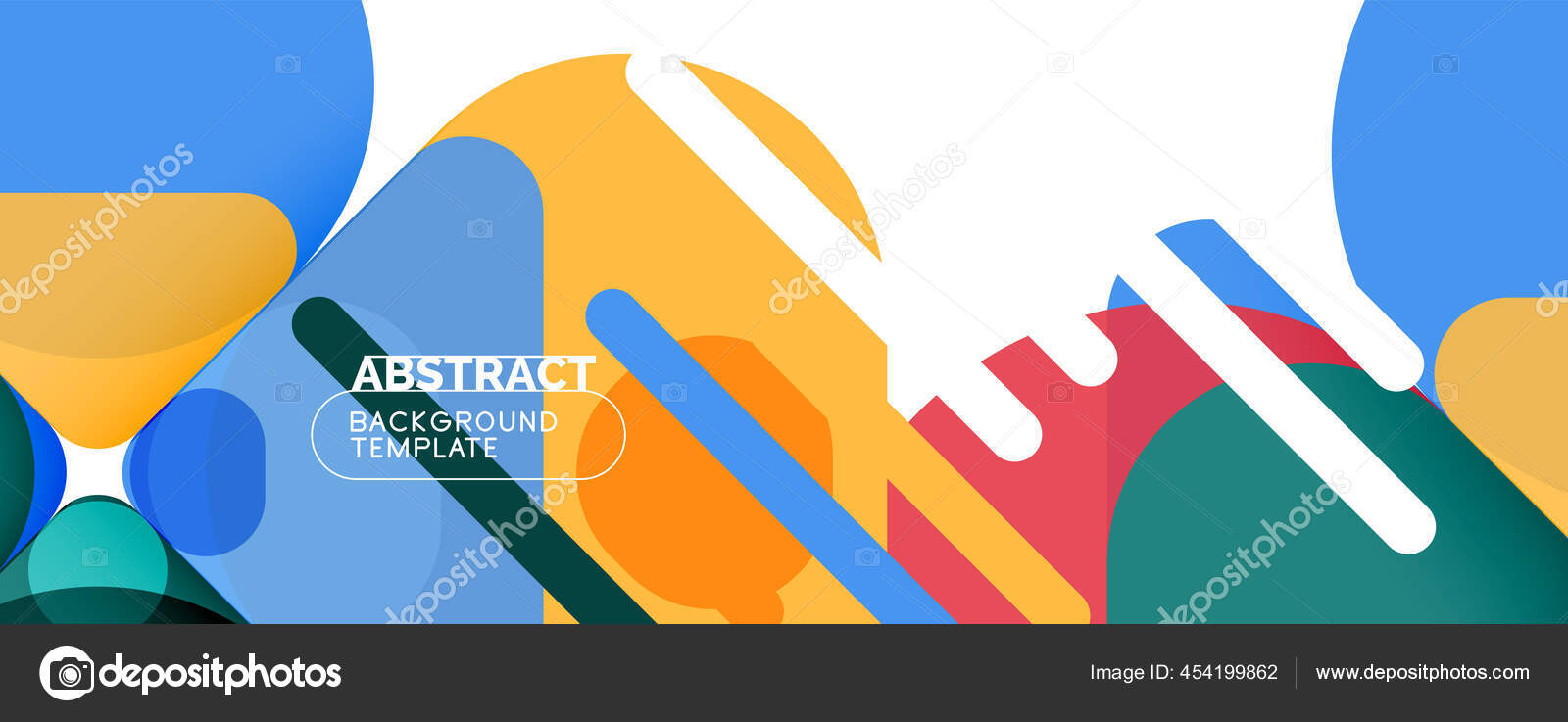 Flat geometric round shapes and dynamic lines, abstract background ...