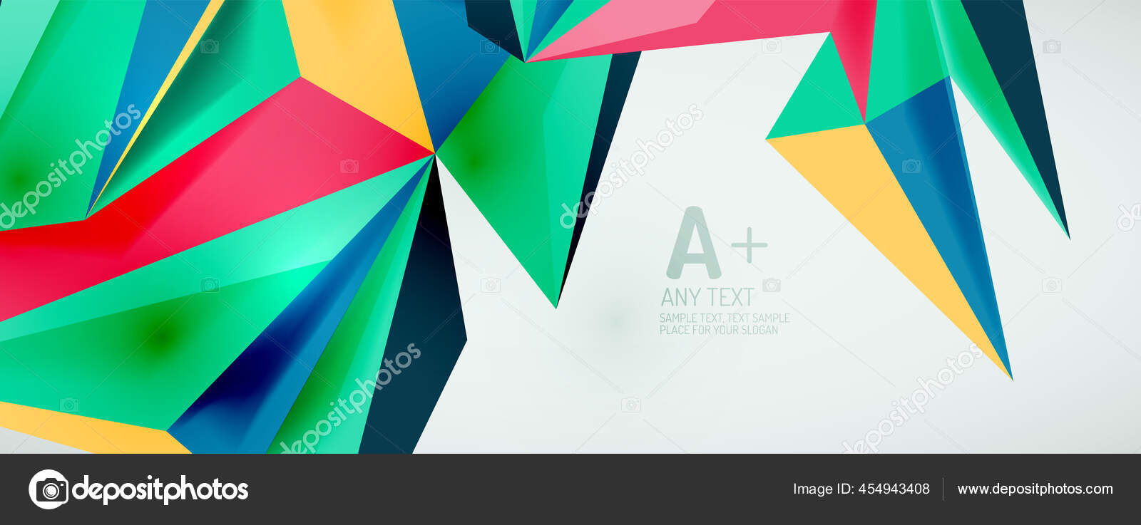 Vector triangle geometric backgrounds. Low poly 3d shape on light ...