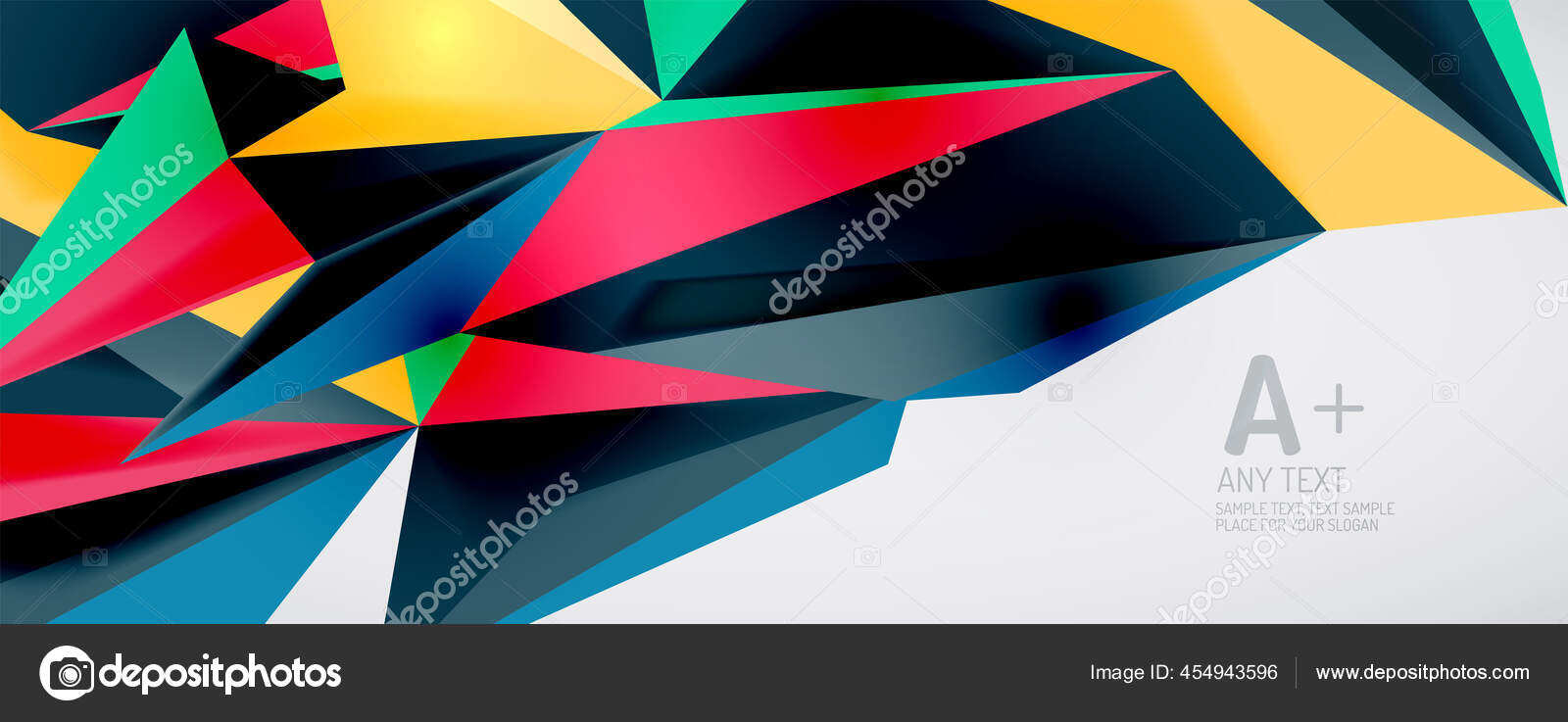 Vector triangle geometric backgrounds. Low poly 3d shape on light ...