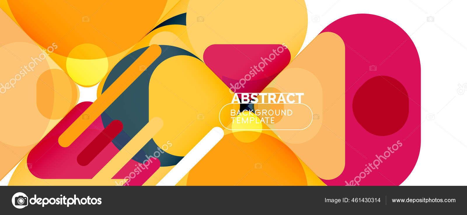 Flat geometric round shapes and dynamic lines, abstract background ...