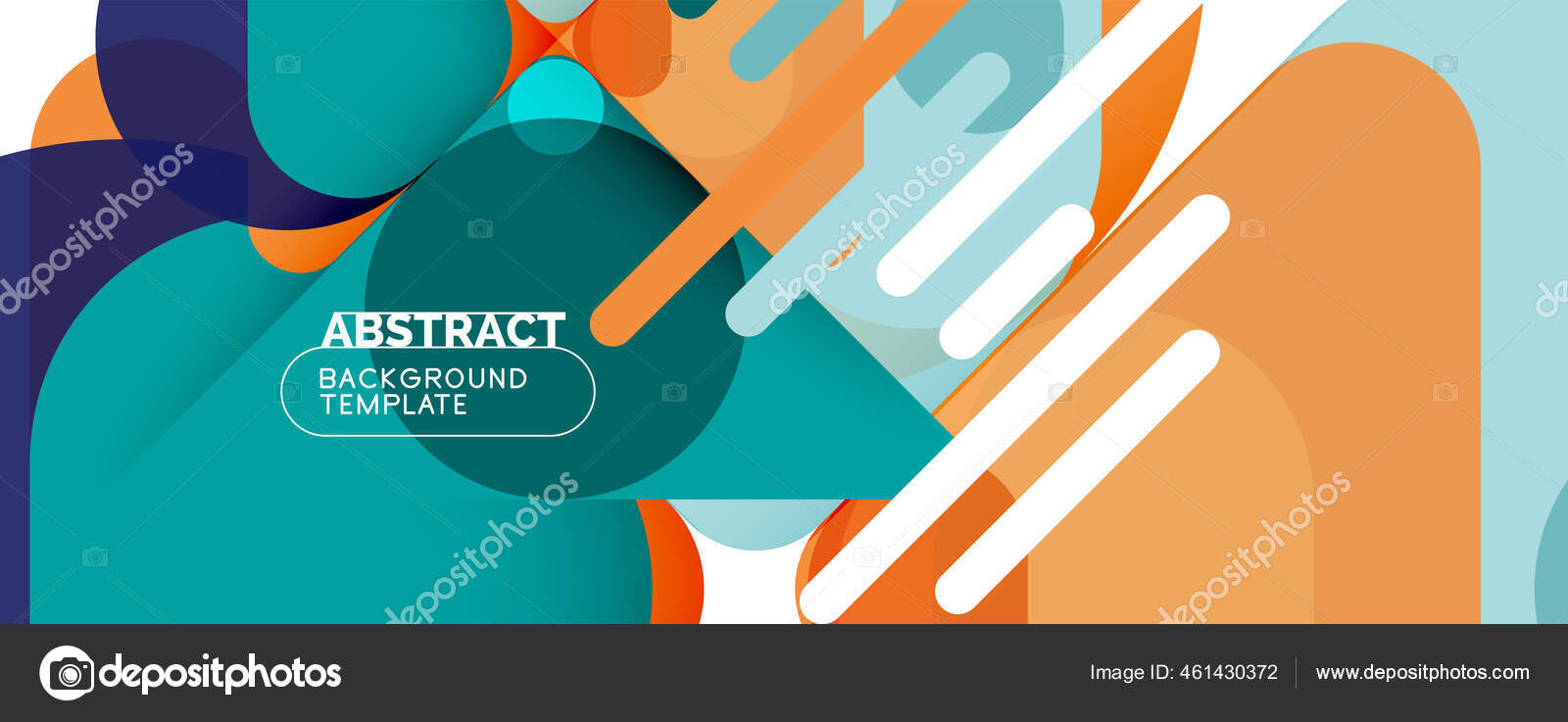 Flat geometric round shapes and dynamic lines, abstract background ...