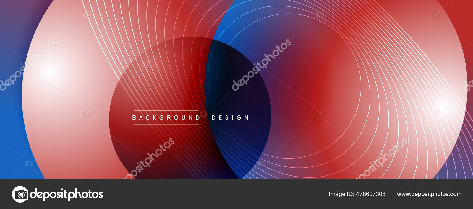 Gradient circles with shadows. Vector techno abstract background. Modern overlapping forms ...