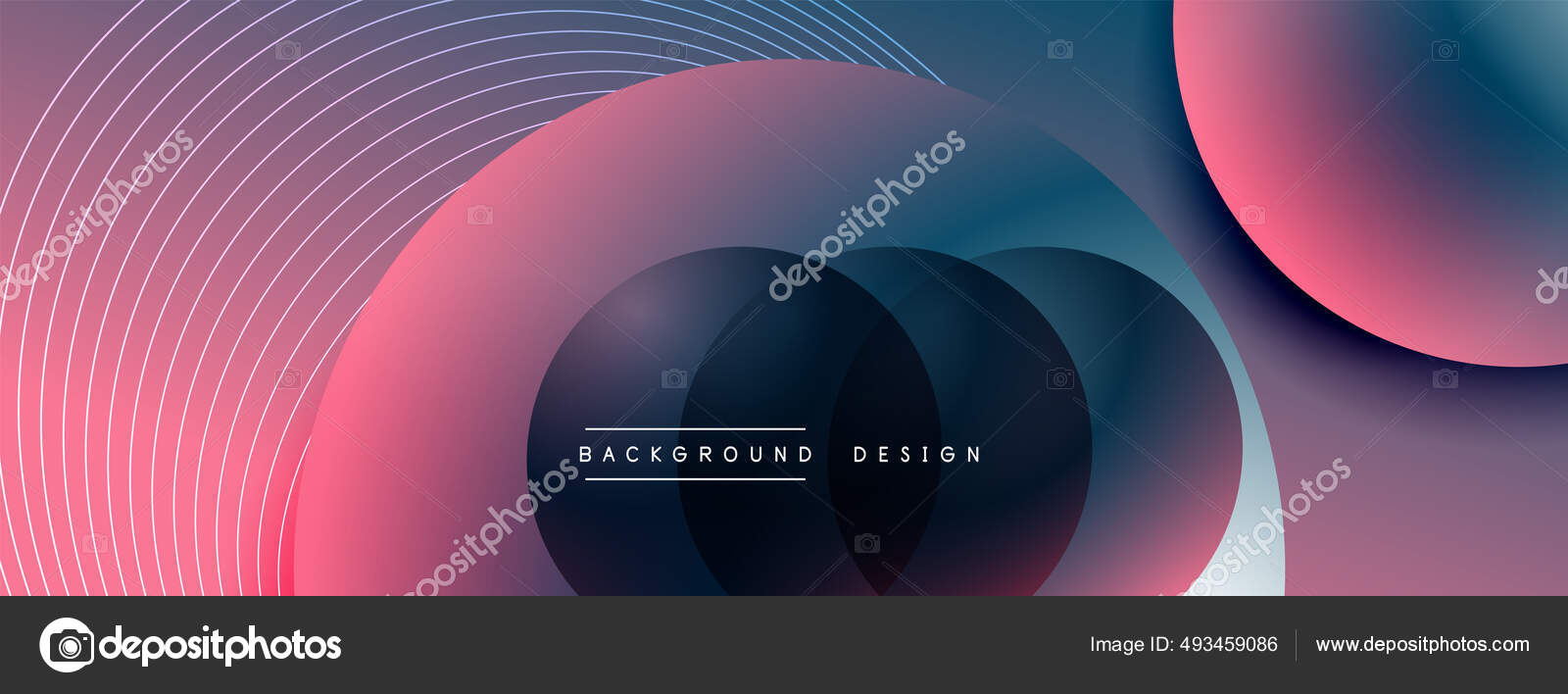 Gradient circles with shadows. Vector techno abstract background. Modern overlapping forms ...