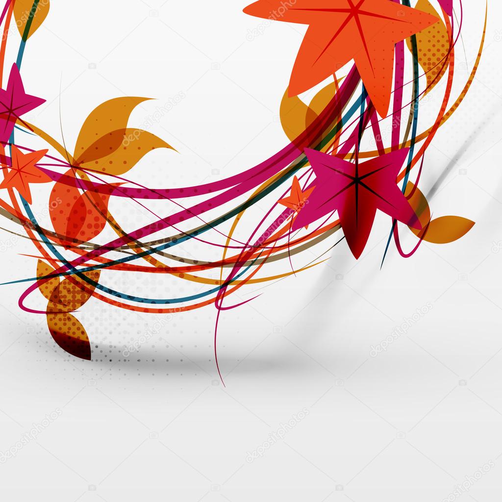 Autumn leaves and lines abstract background Stock Vector Image by ...