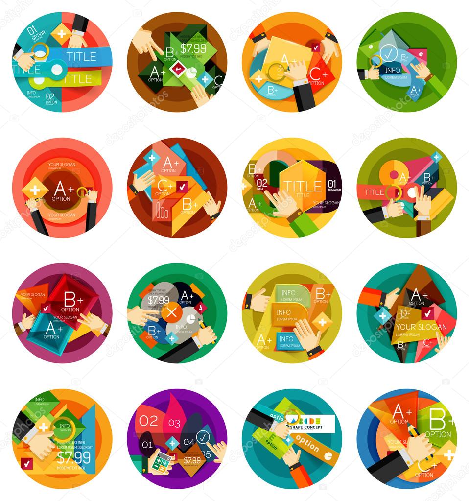 Set of option presentation labels, flat design web infographic boxes ...