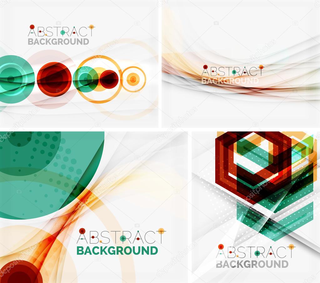 Set of abstract geometric backgrounds. Waves, triangles, lines Stock ...