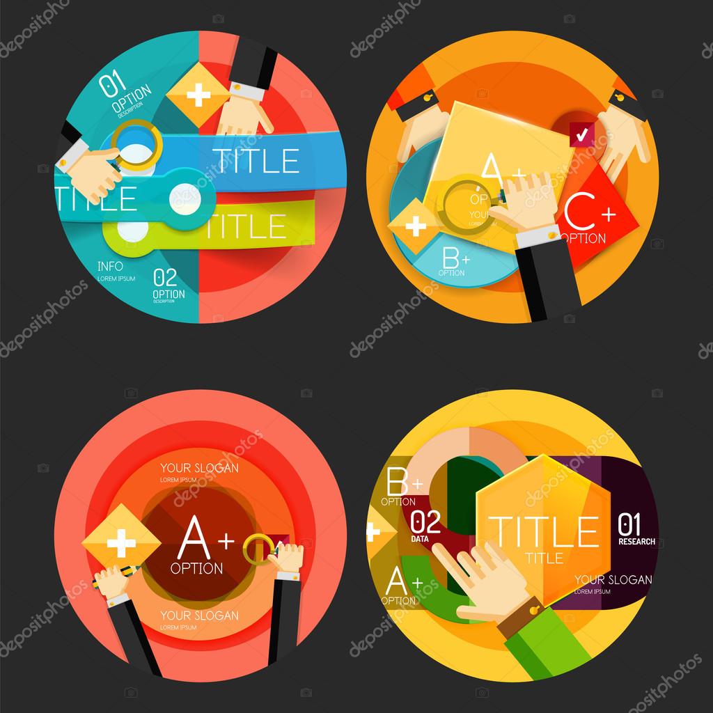 Set of option presentation labels, flat design web infographic boxes ...