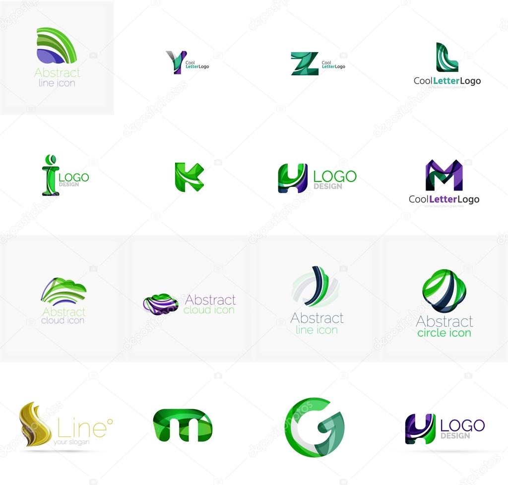 Set of universal company logo ideas, business icon collection Stock ...