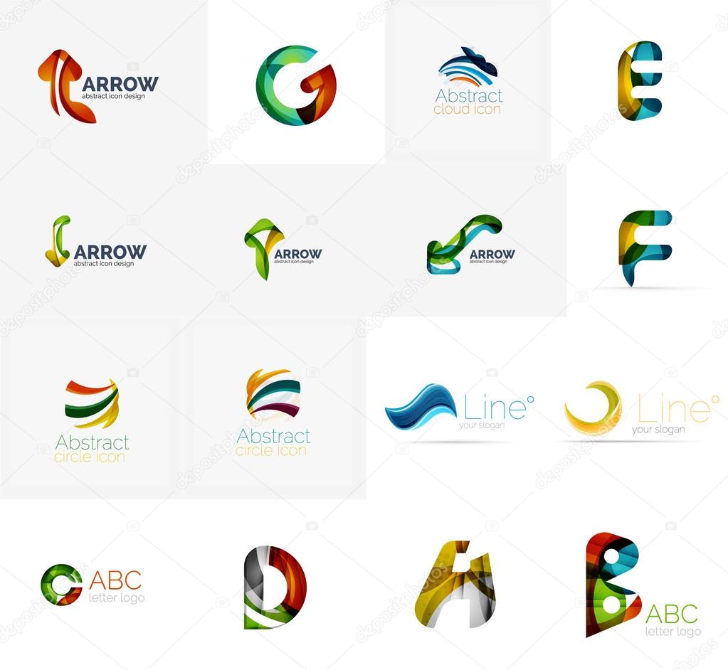 Set of universal company logo ideas, business icon collection Stock ...