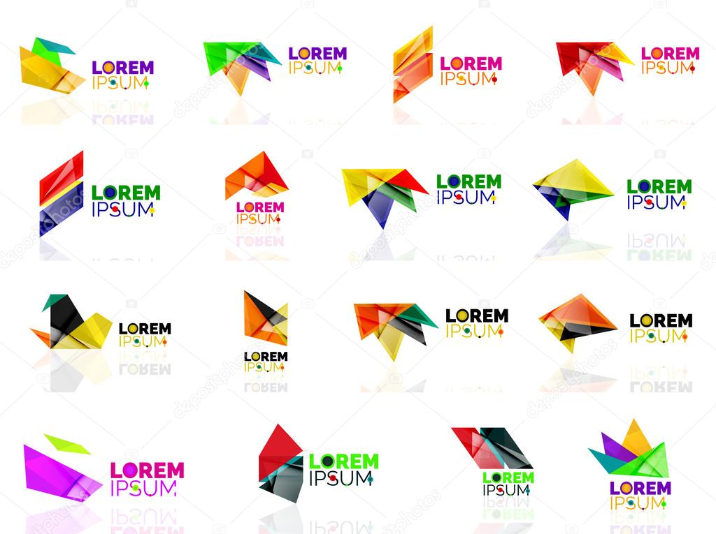 Formas geométricas conjunto de logotipo de la empresa, estilo origami ...