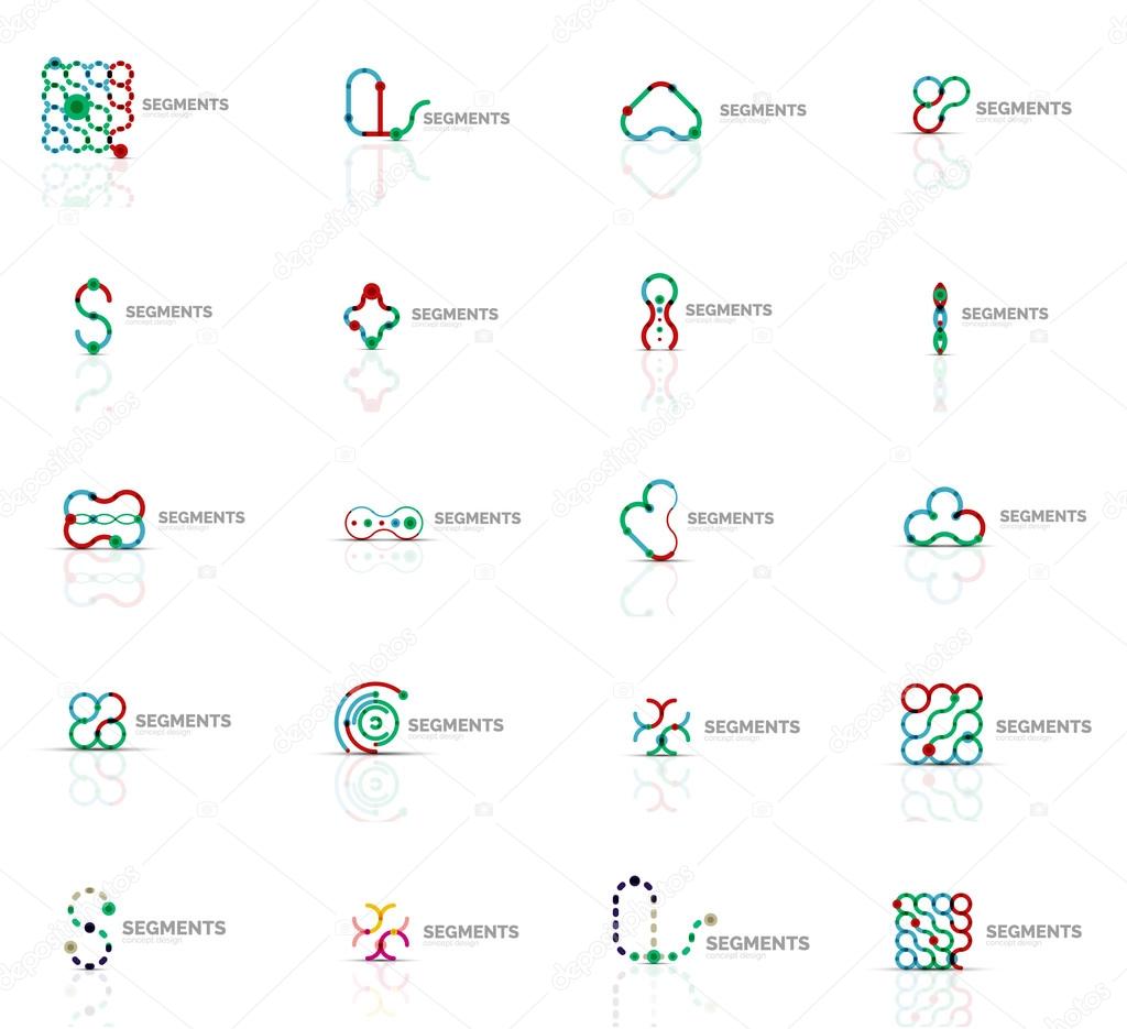 Set of linear abstract logos. Swirl, circle, infinity loop and other ...