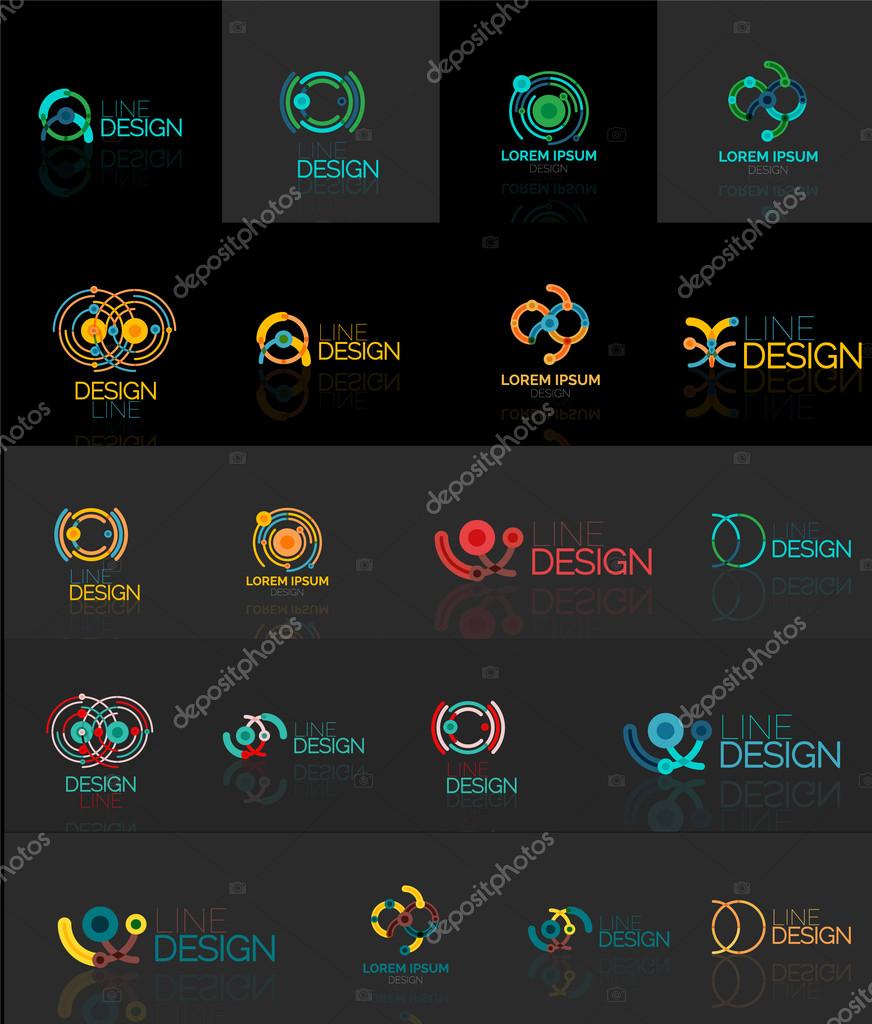 Outline swirl and circle minimal abstract geometric logo set — Stock ...