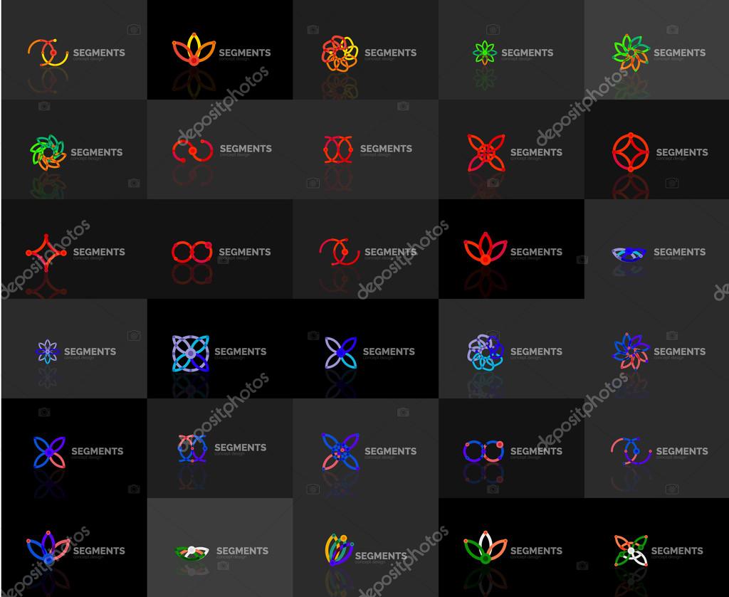 Set of linear abstract logos. Swirl, circle, infinity loop and other ...