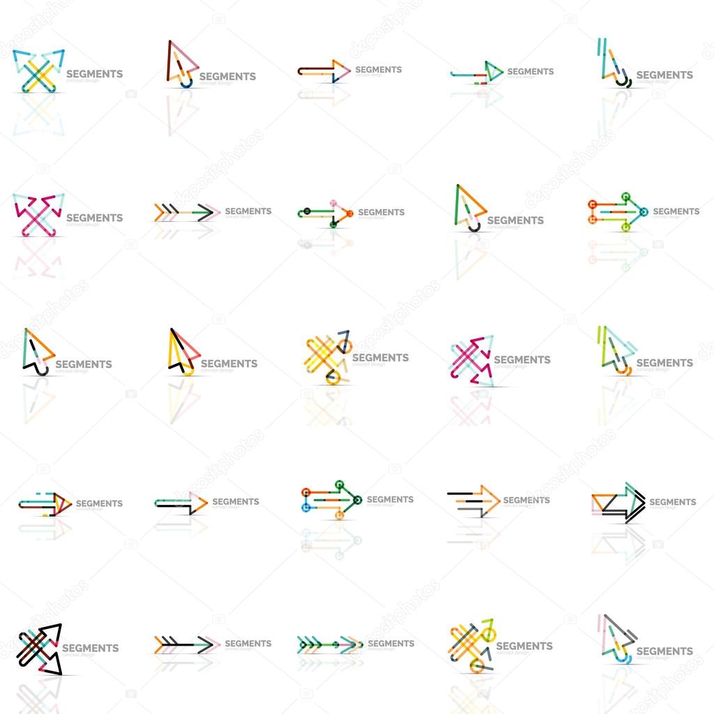 Set of linear arrow icons, thin line design Stock Vector Image by ...