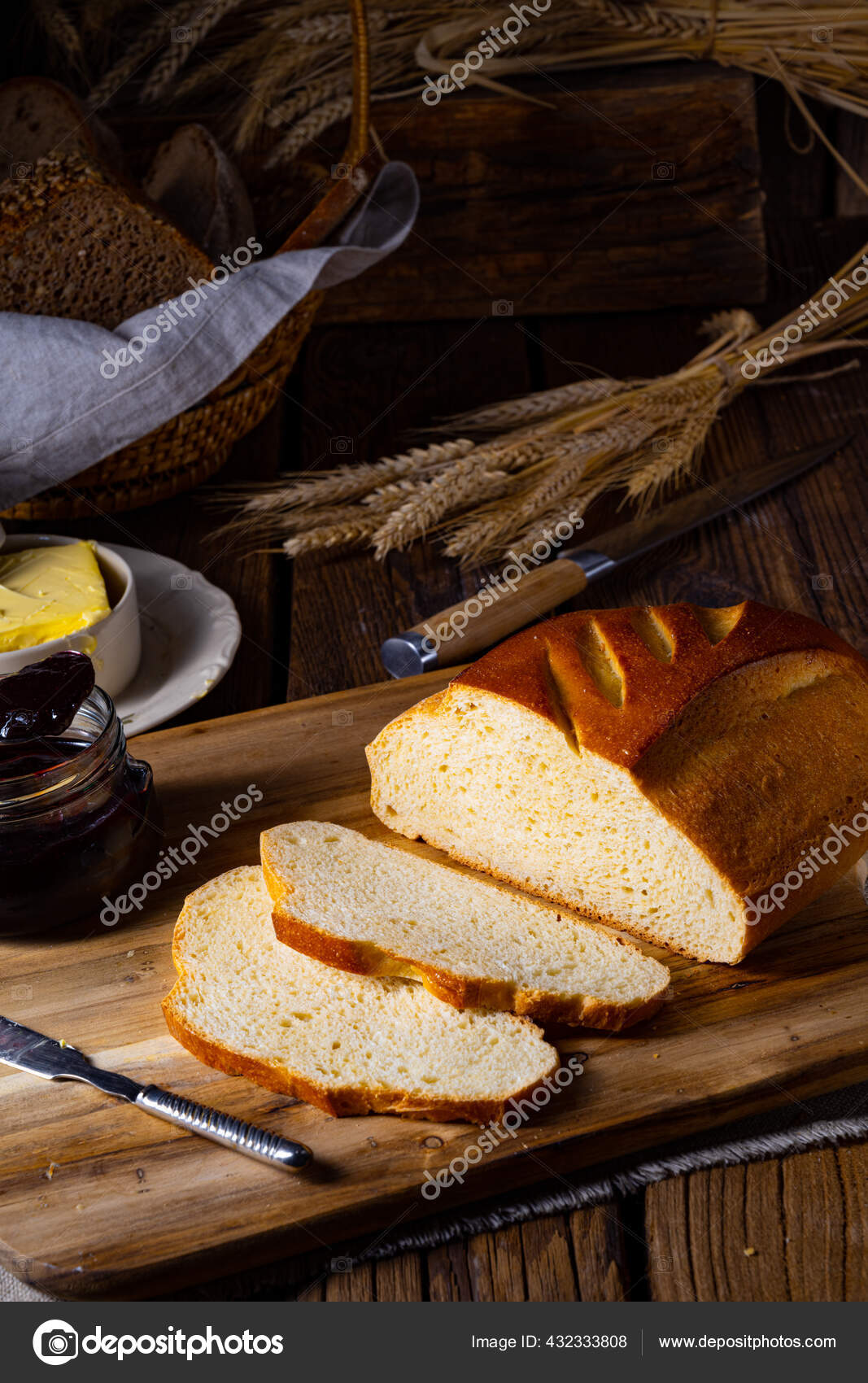 White Bread Butter Delicious Jam — Stock Photo © dar19.30 #432333808
