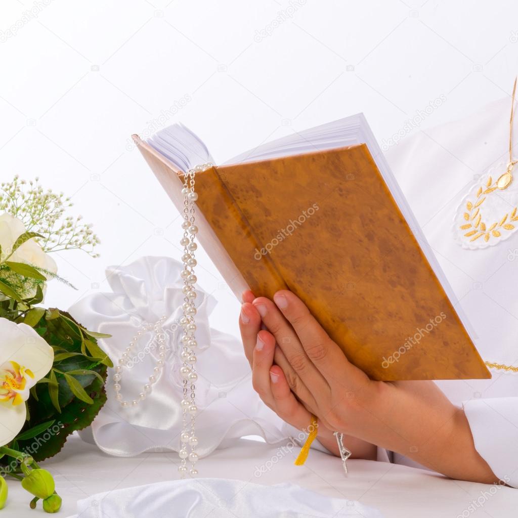 Girl reading First Holy Communion — Stock Photo © dar19.30 #63051009