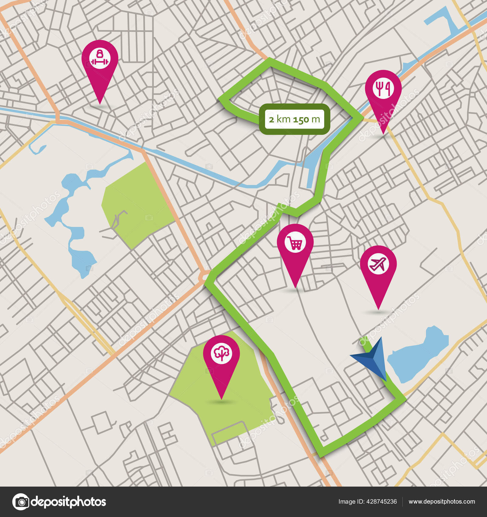 Vector city map with navigation and pointers Stock Vector by ©mooo ...