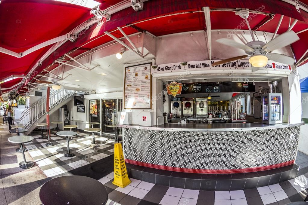 Johnny Rockets restaurant at ocean drive 728 in Miami, – Stock ...