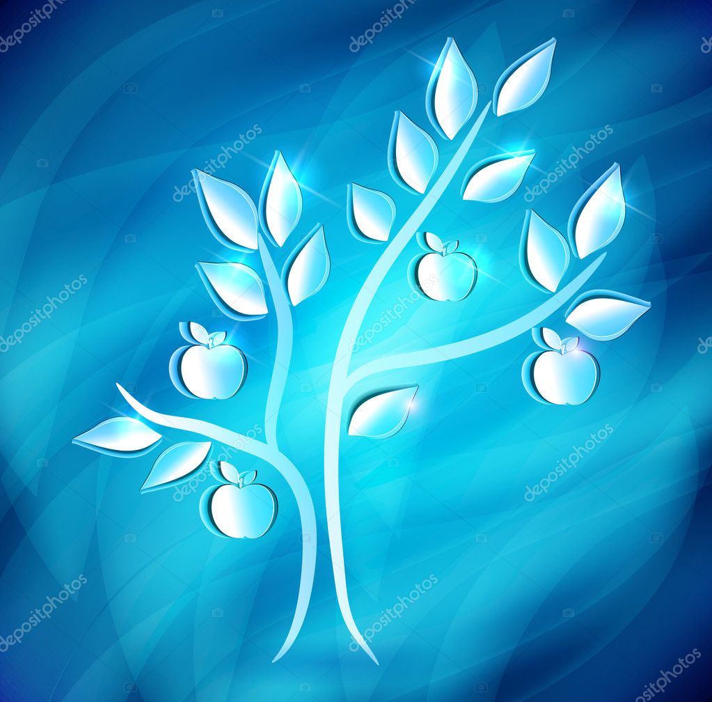 Apple tree abstract blue design Stock Vector by ©megija 116158808