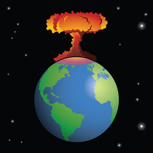 Nuclear weapon exploding on cartoon Earth Stock Vector Image by ...