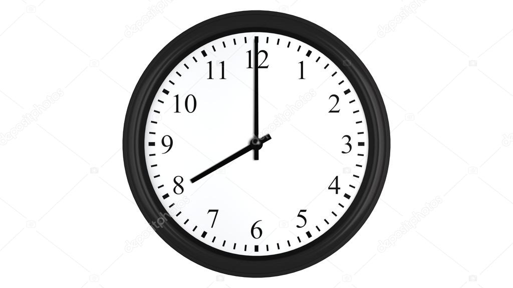 Realistic 3D clock set at 8 o'clock — Stock Photo © Noedelhap #79273888