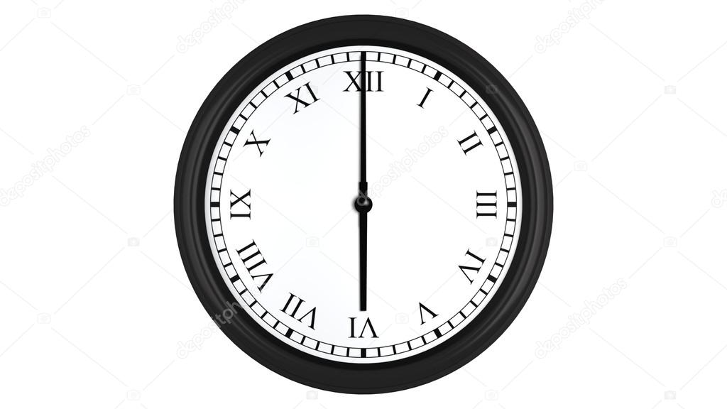 Realistic 3D clock with Roman numerals set at 6 o'clock — Stock Photo ...