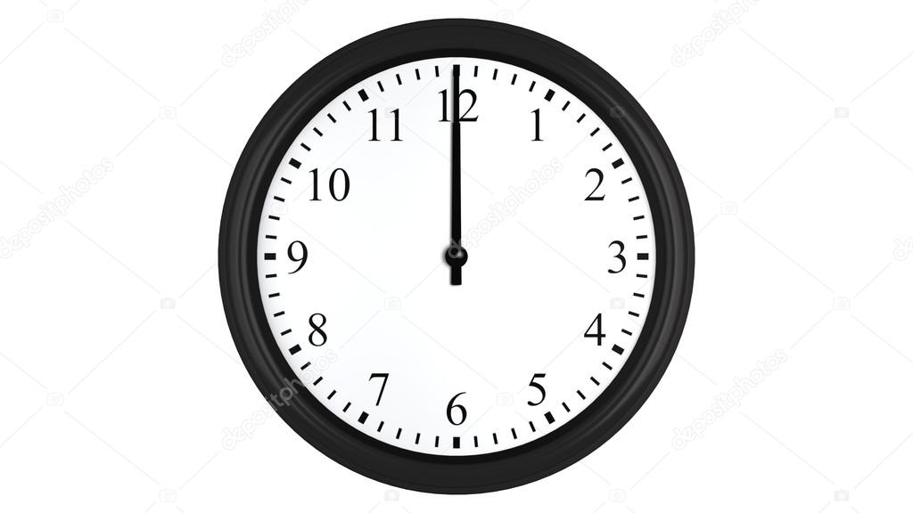 Realistic 3D clock set at 12 o'clock Stock Photo by ©Noedelhap 79273954