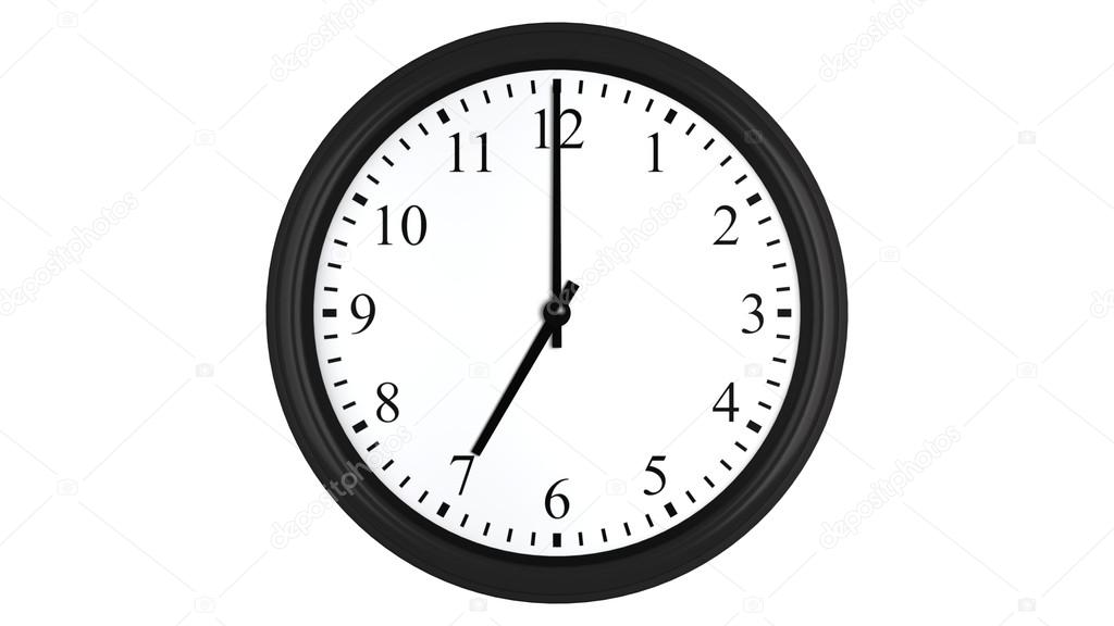 Reloj 3D realista establecido a las 7 en punto 2024