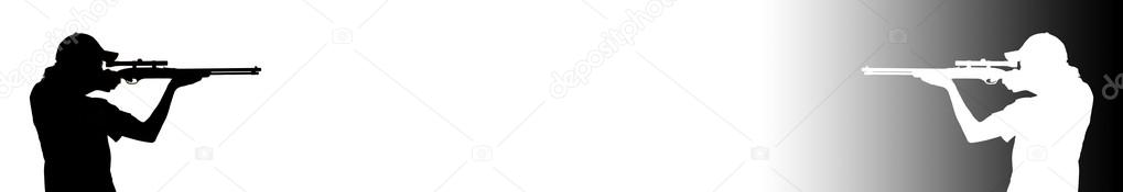 Man shooting a rifle, a gradient banner design with copy space in the ...