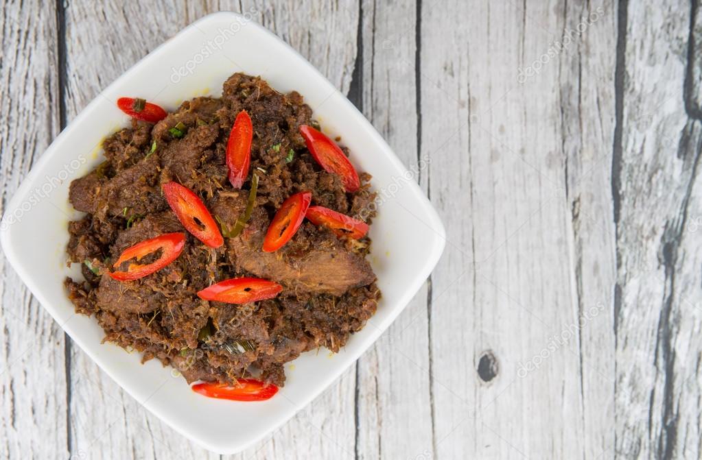 Malaysian dish Rendang Tok or beef dry stewed — Stock Photo ...