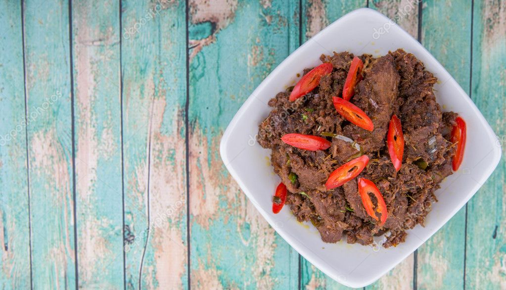 Malaysian dish Rendang Tok or beef dry stewed — Stock Photo ...