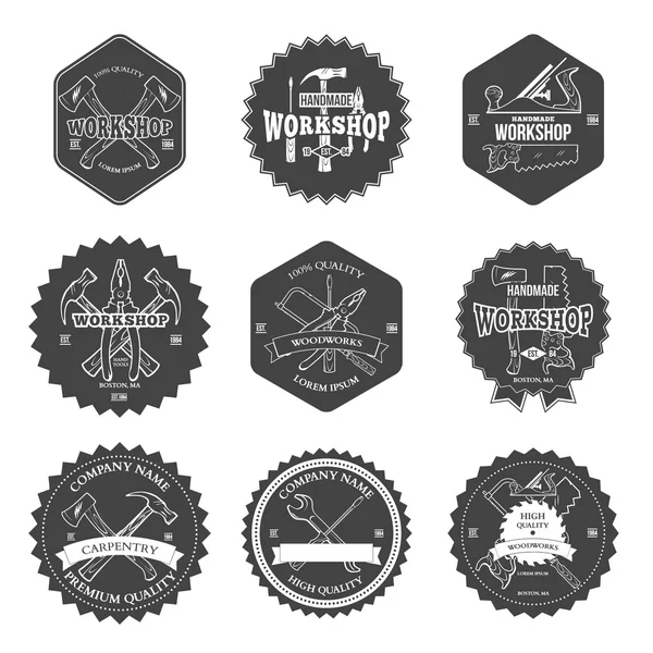 Vintage carpentry tools labels and design elements — Stock Vector ...