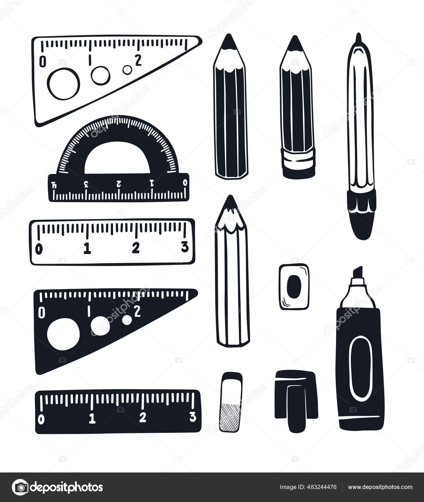School Supply Clip Art Black And White