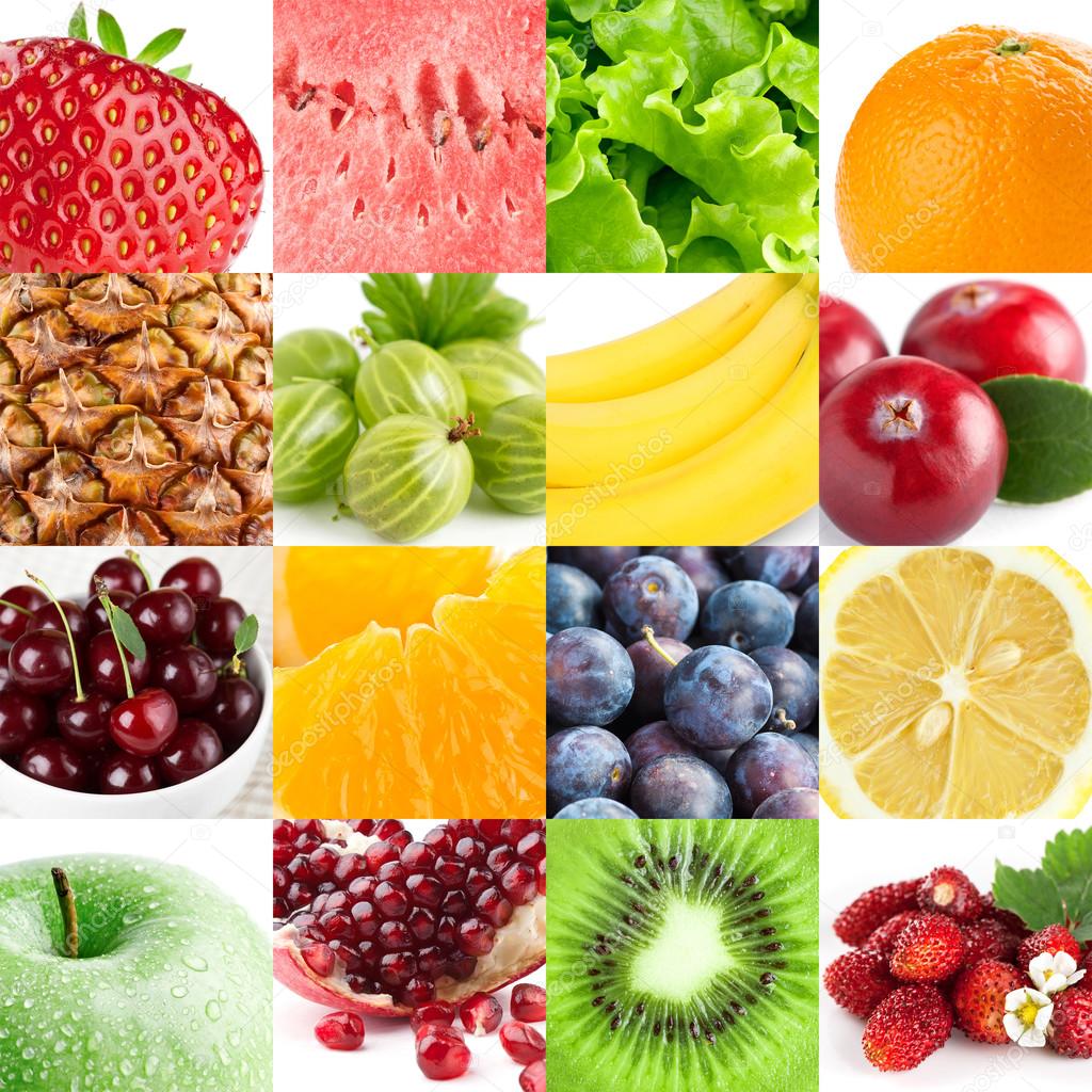 Collection with color fruits and berries Stock Photo by ©seralex 89471176