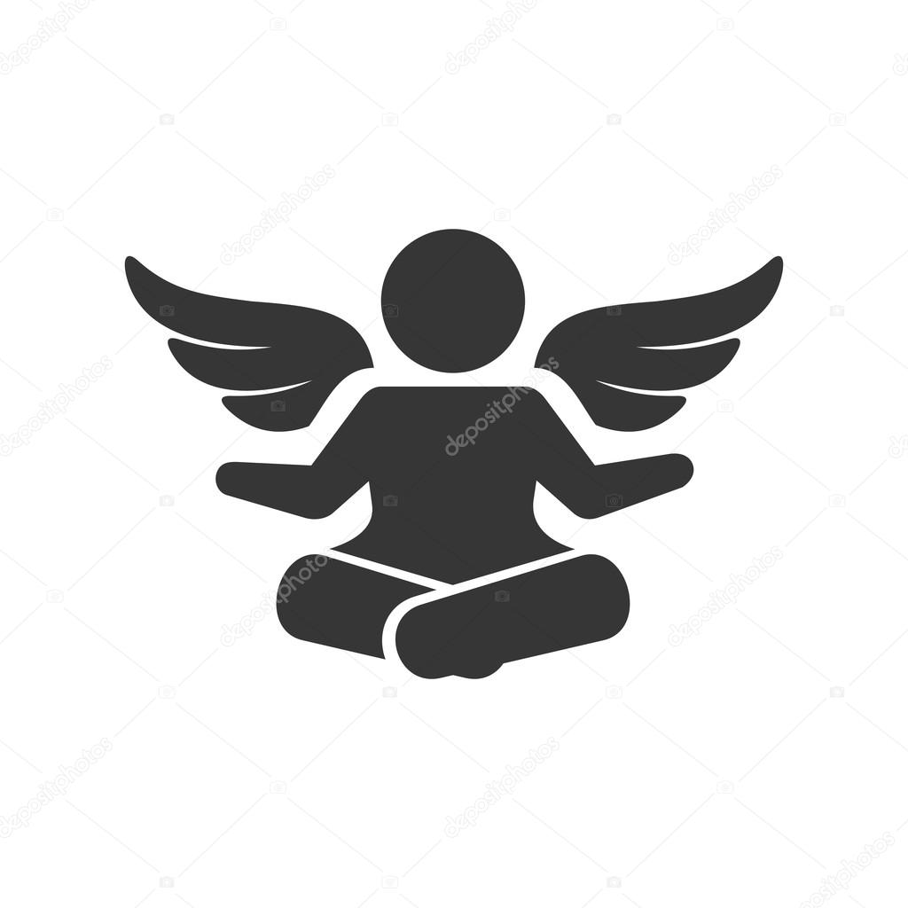 Angel Silhouette Logo Man Met Vleugels Teken Vector Vectorafbeelding