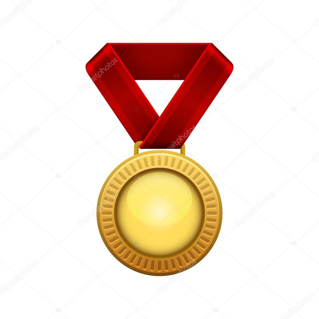 Champion Gold Medal with Red Ribbon. Stock Photo by ©in8finity 56818553