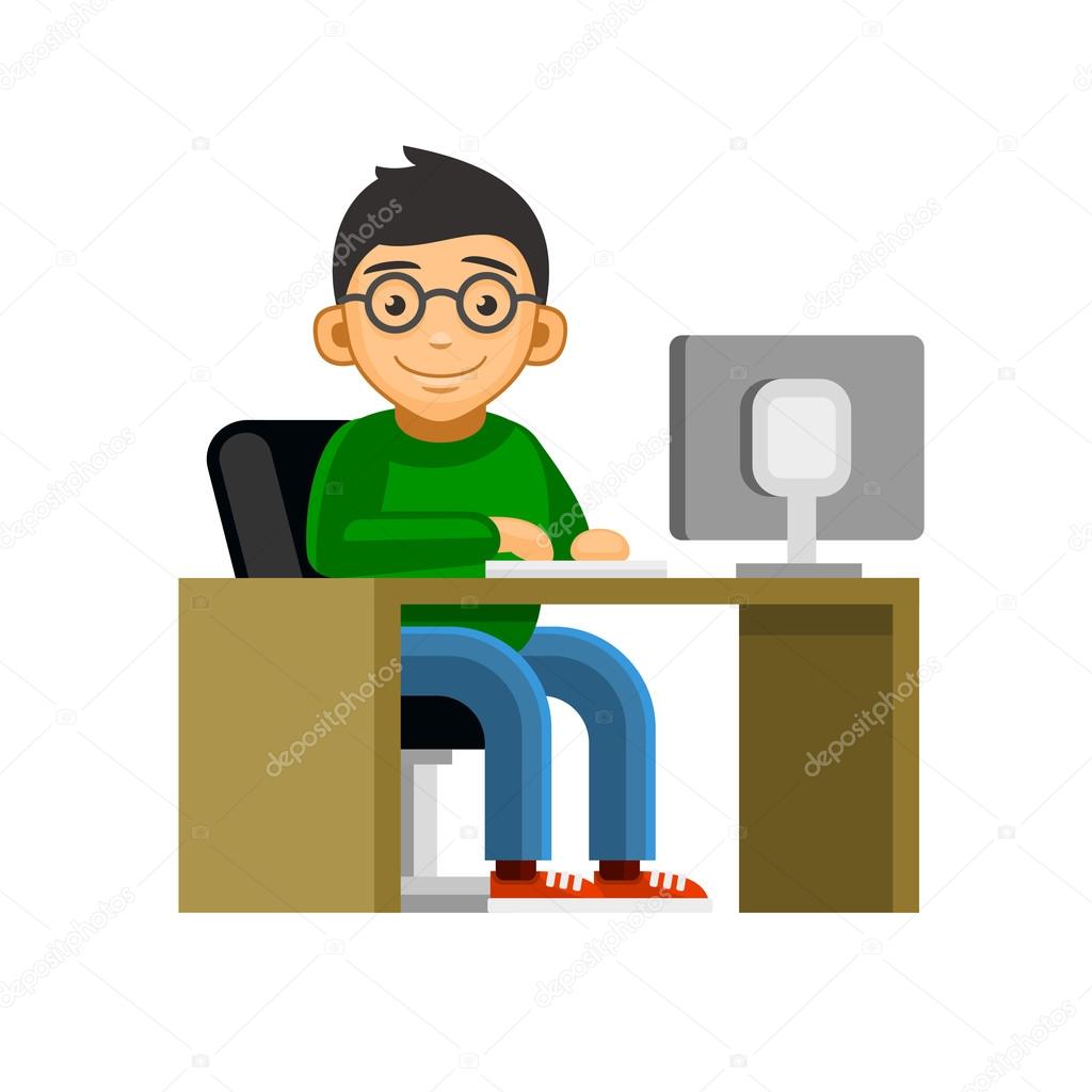 Programmer on Desktop Computer Coding and Programming. Vector Stock ...
