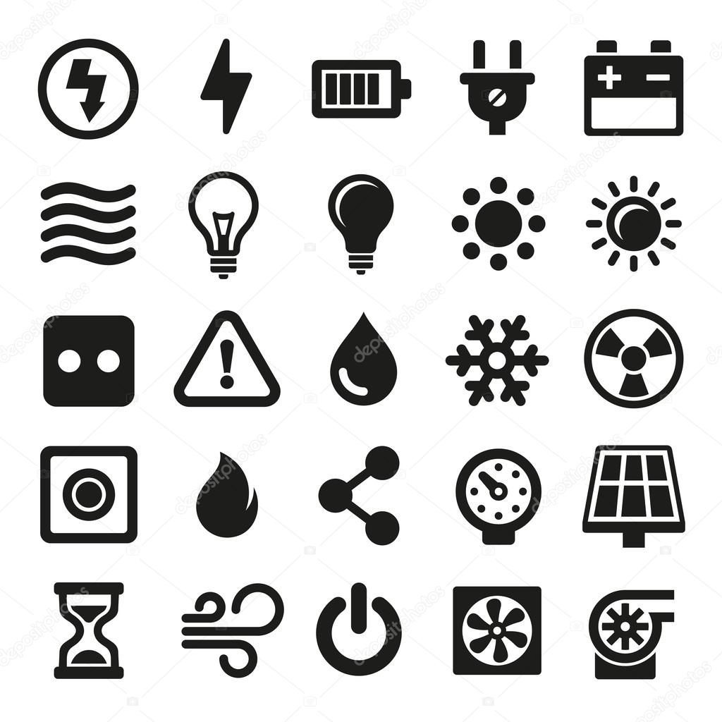 Electric Icons Set on White Background. Vector Stock Vector by ...