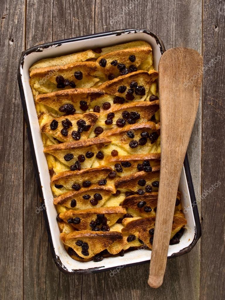 Rustic traditional british bread and butter pudding — Stock Photo ...