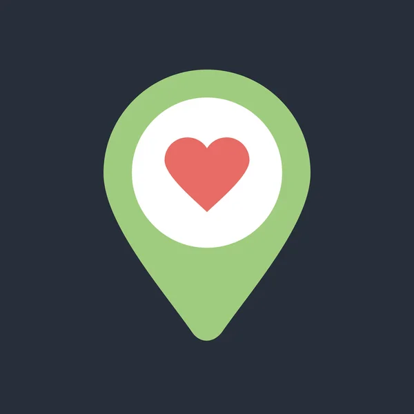 Map pointer with heart sign icons, vector illustration. Flat design ...